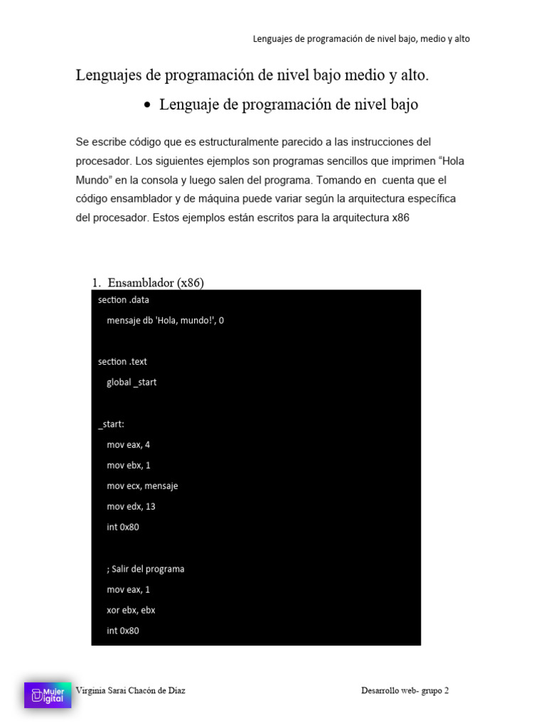 Virginia Chacon Lenguajes de Programacion | PDF | Programación de computadoras | Lenguaje de ...