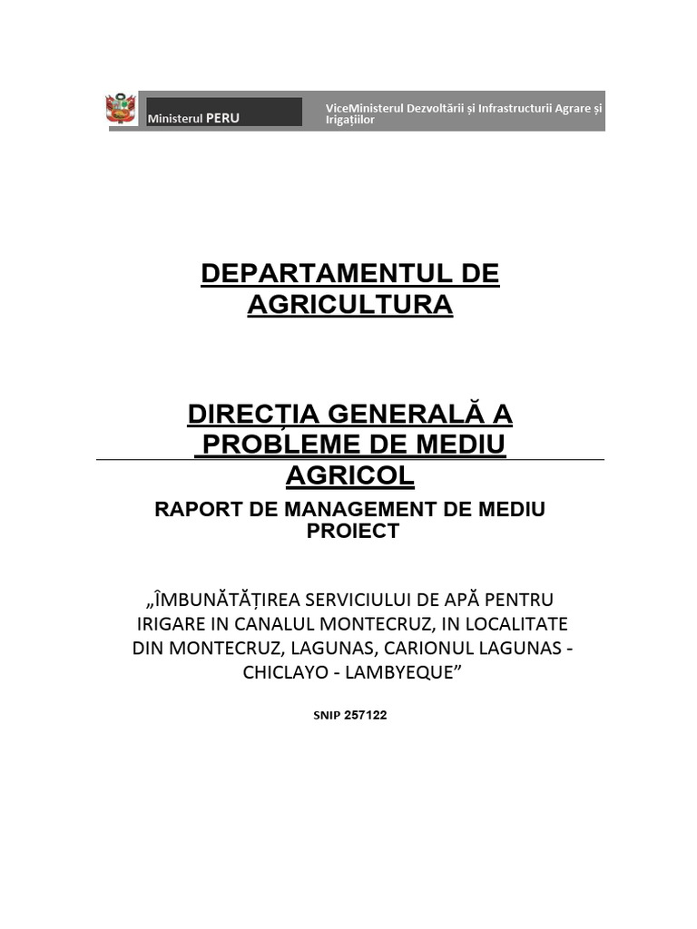 Raport de Management de Mediu Al Proiectului | PDF