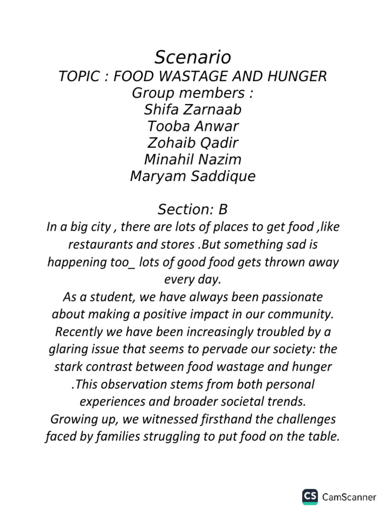 Scenario Food Wastage-2 | PDF | Hunger