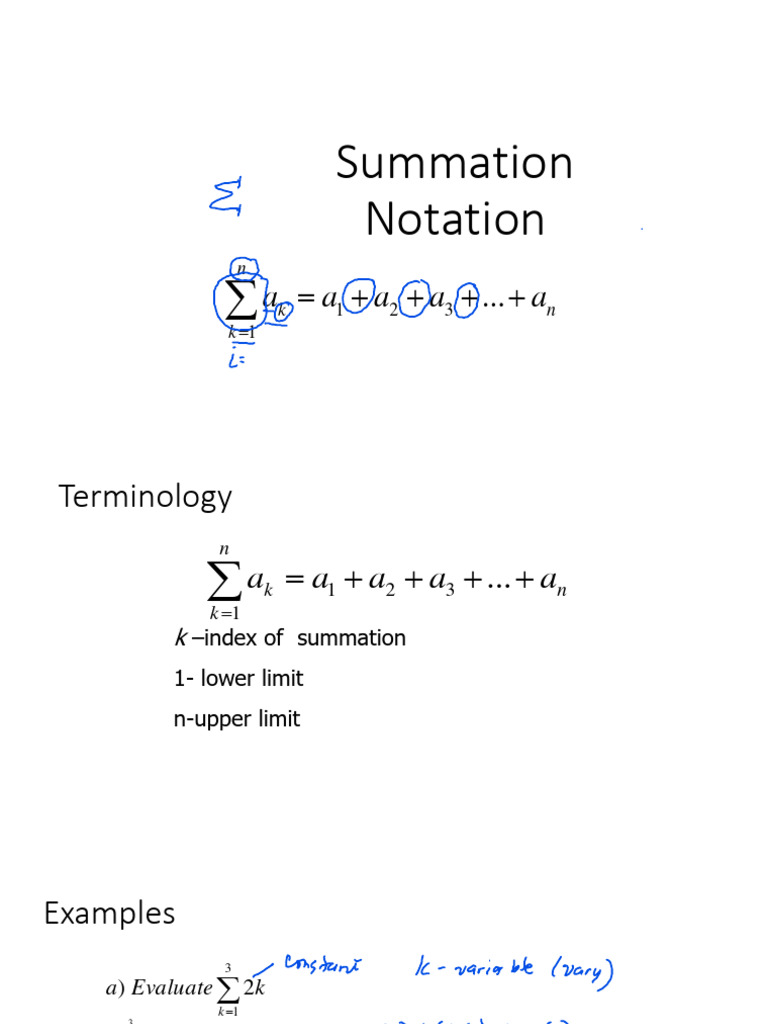 Summation Notation 1 With Annotation Pdf