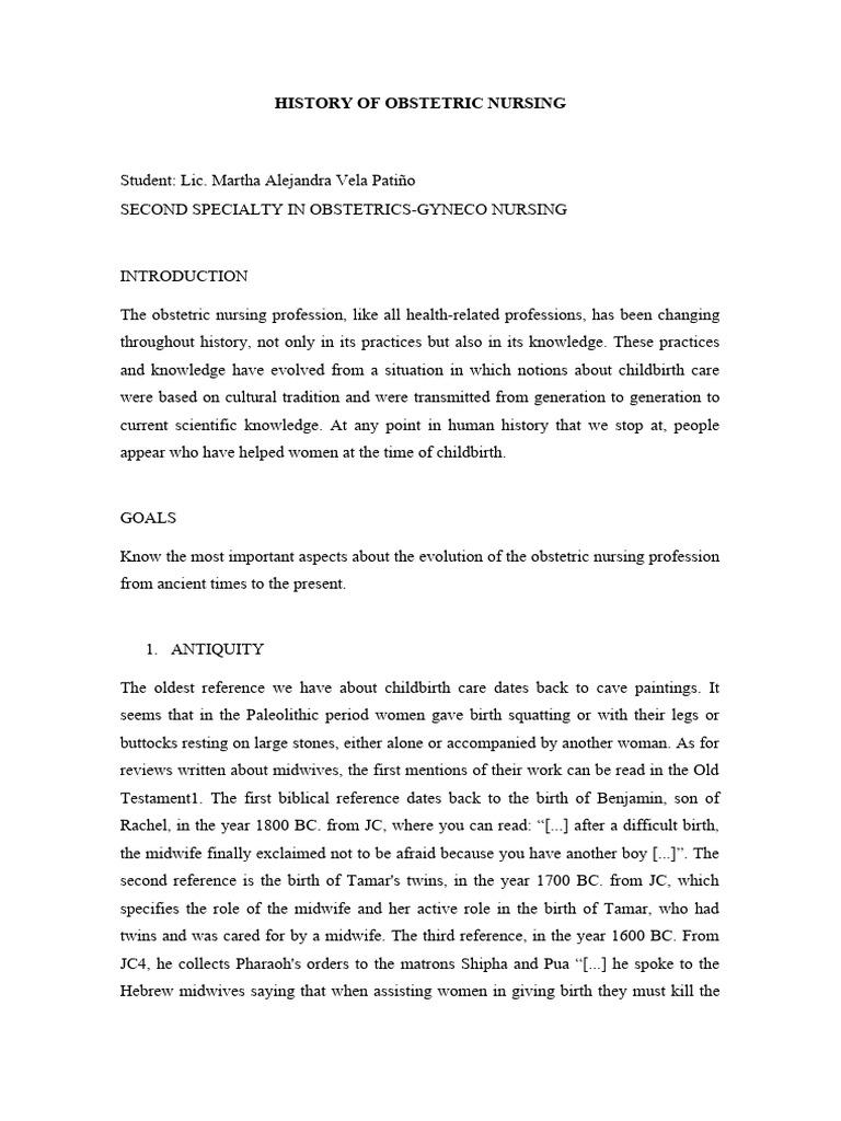 History of Obstetric Nursing | PDF | Midwifery | Midwife