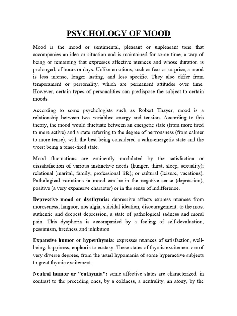 Mood Psychology | PDF | Mental Health | Mood (Psychology)