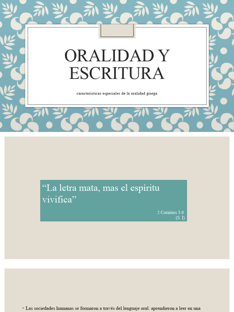 Oralidad y Escritura | PDF | Homero | Escritura