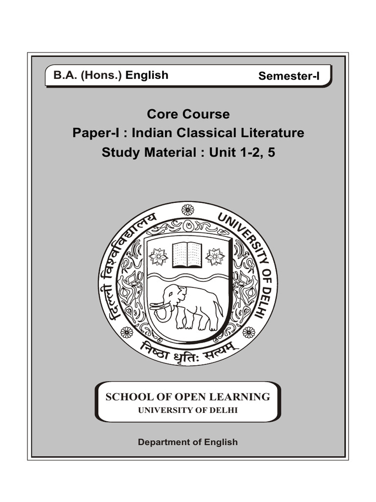 Indian Classical (BA ENG HONS SM-1) Unit-1-2 and 5 | PDF | Mahabharata ...