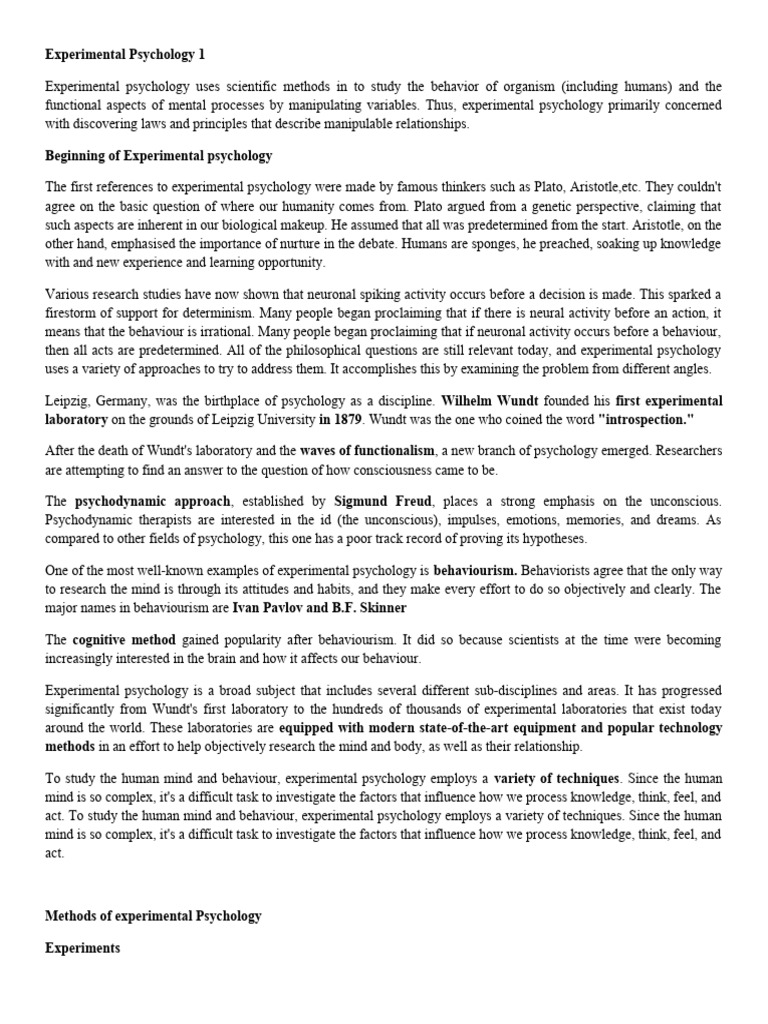 Experimental Psychology 1 | PDF | Psychology | Experimental Psychology