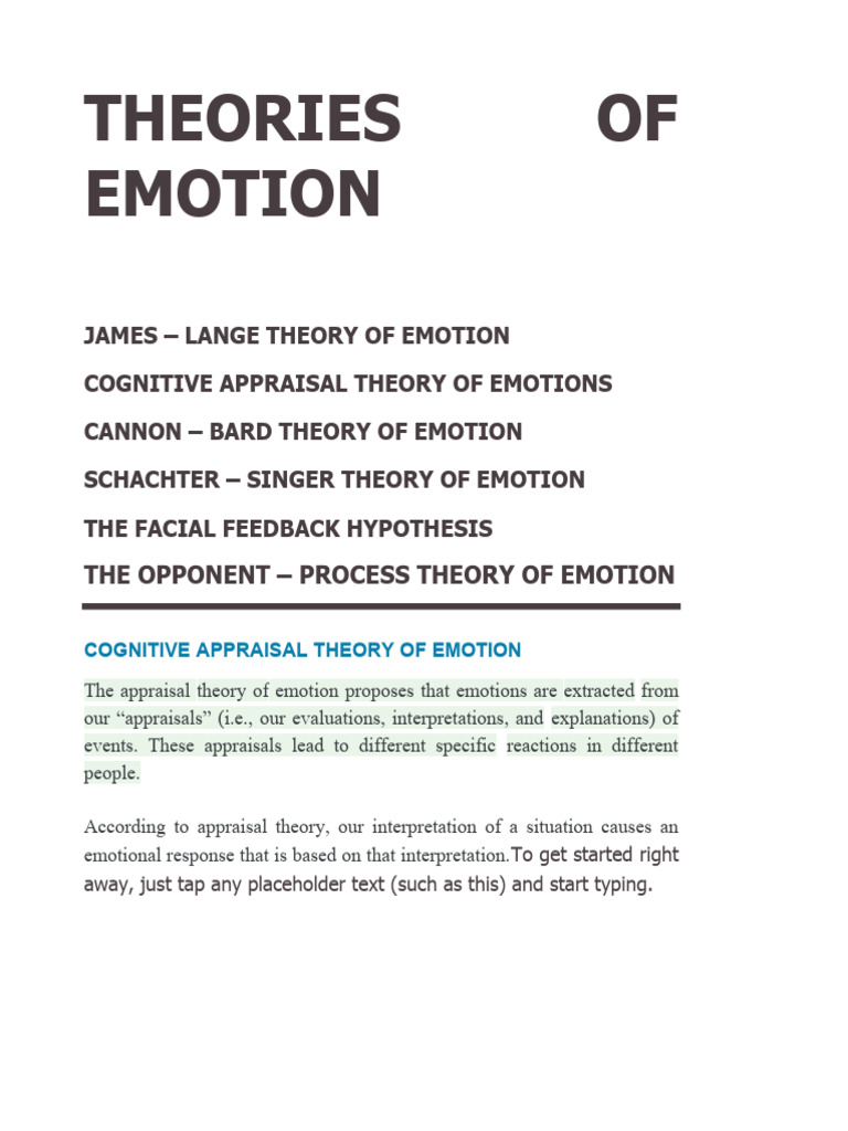 Theories of Emotion | PDF | Emotions | Autism Spectrum