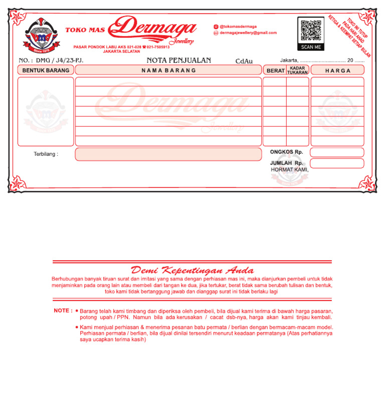 Nota Toko Mas Dermaga | PDF