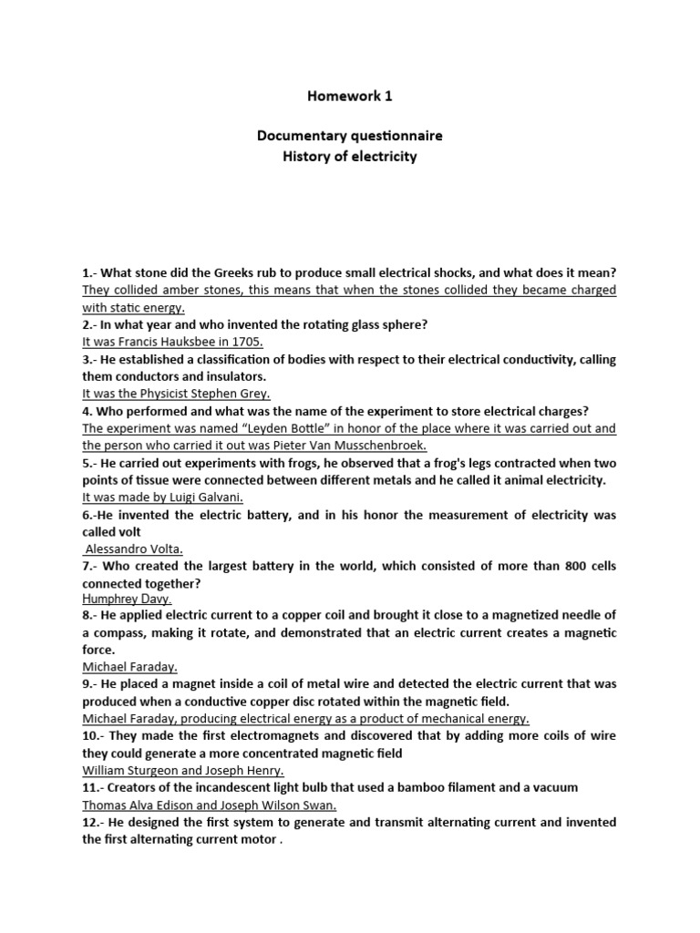 Task1 Quiz History Electricity | PDF | Electricity | Incandescent Light ...