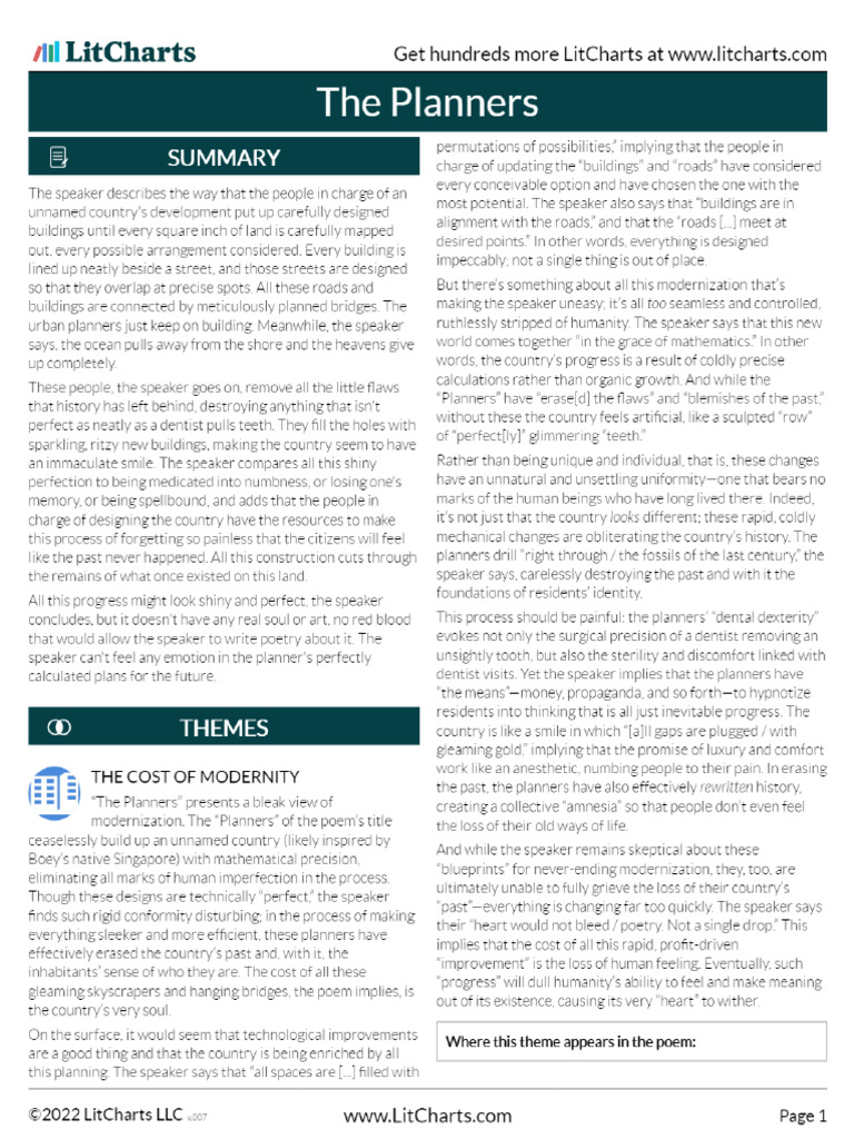 LitCharts The Planners | PDF