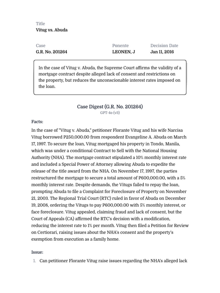 Voidable Contracts Cases | PDF | Annulment | Interest