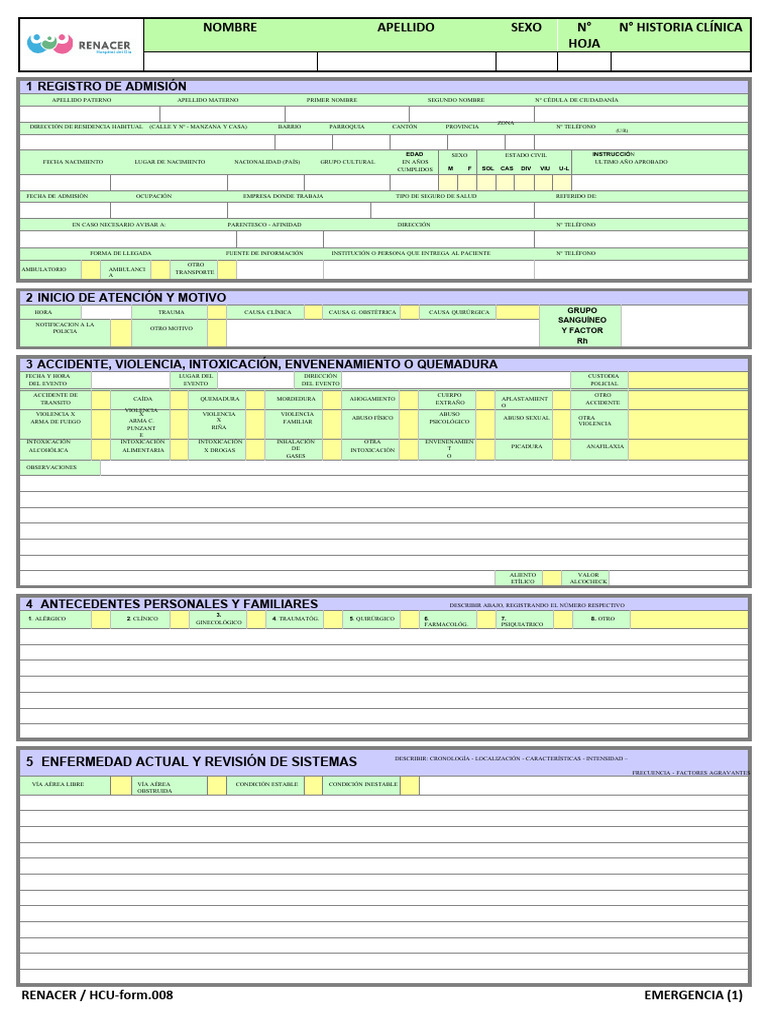 Hoja de Emergencia 008 | PDF | Especialidades Medicas | Medicina CLINICA