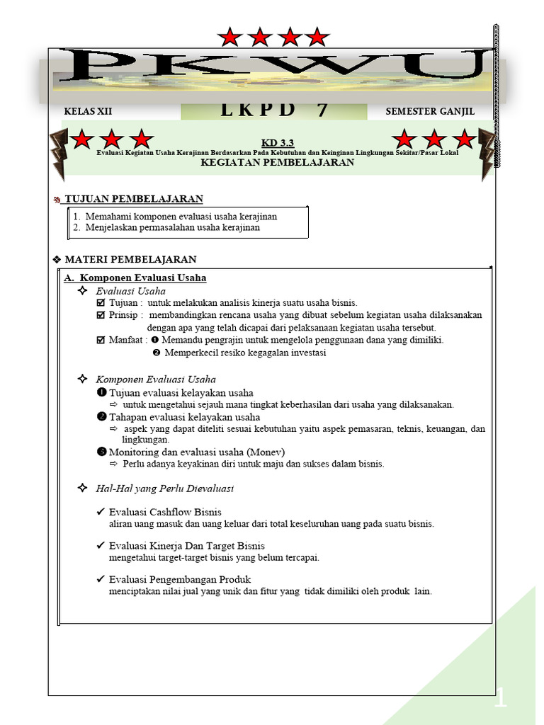 KD 3.3 - LKPD 1 | PDF | Karier & Perkembangan | Bisnis