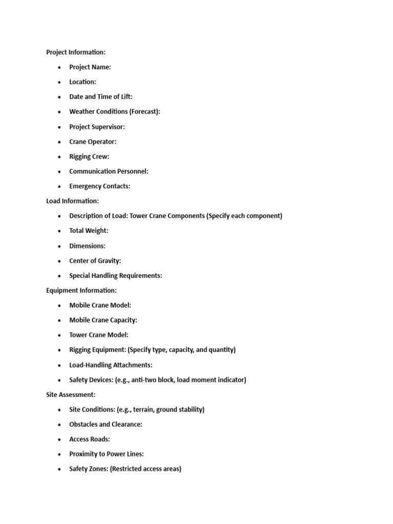 Lifting Plan Sample | Download Free PDF | Crane (Machine) | Elevator