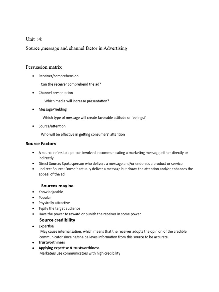 Advertising Unit 4 Pdf Credibility Popular Psychology