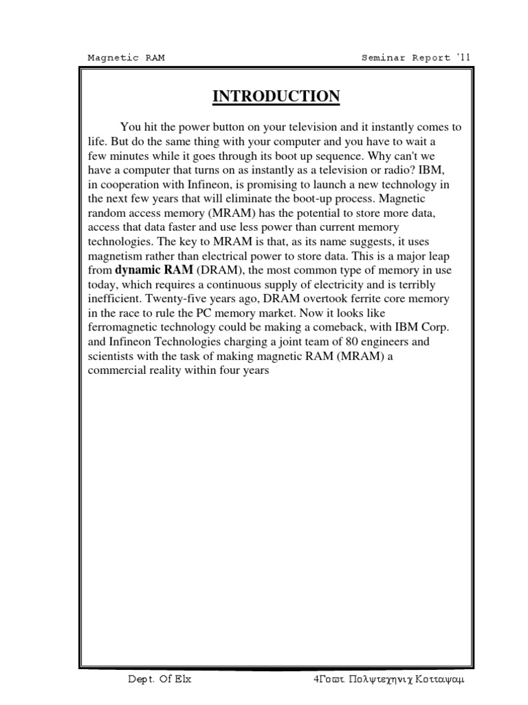 Mram | PDF | Random Access Memory | Computer Memory