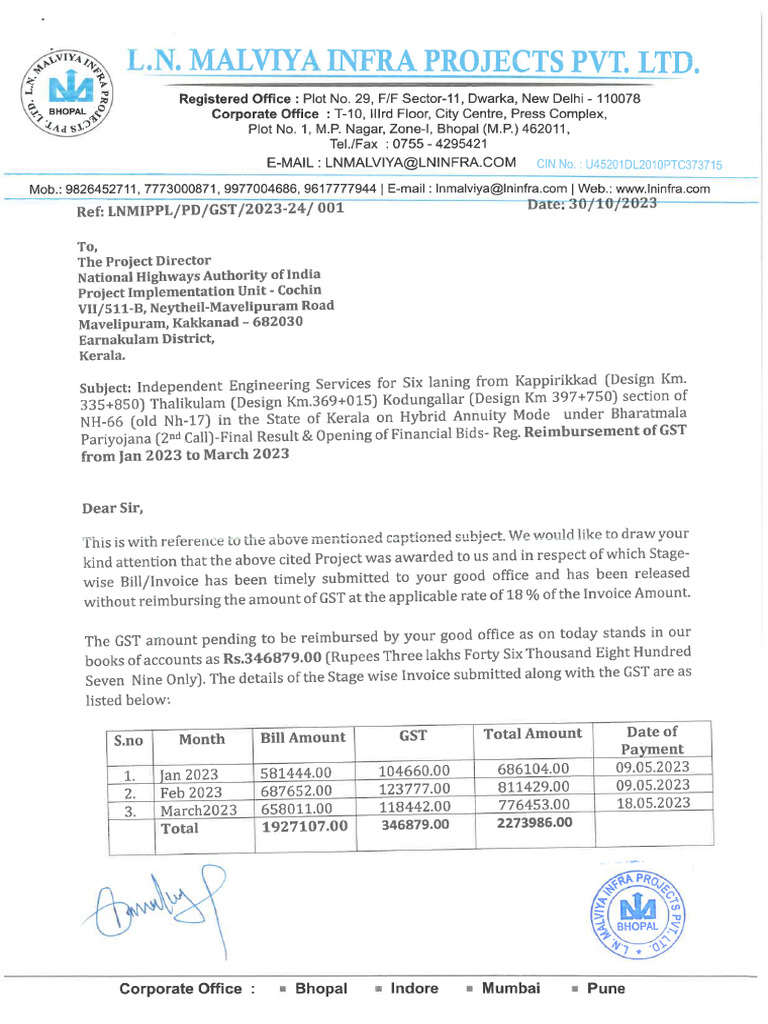 GST Letter & CA Certificate | PDF