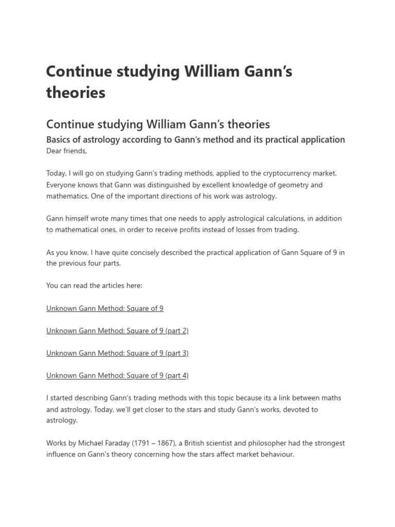 Continue Studying William Gann's Theories - Part1 | PDF | Zodiac ...