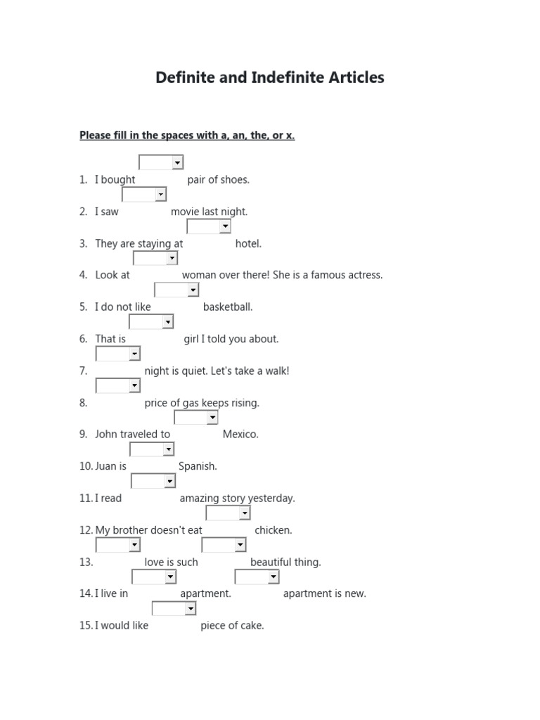 Articles Practice Exercise | PDF