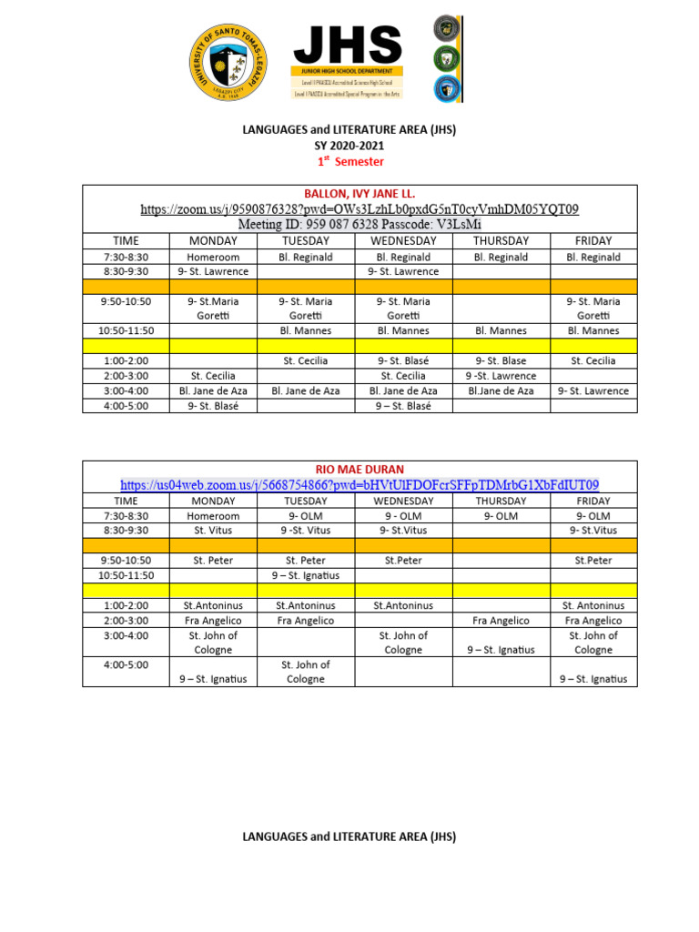 JHS Languages & Literature Schedule 2020-21 | PDF | Social Science ...