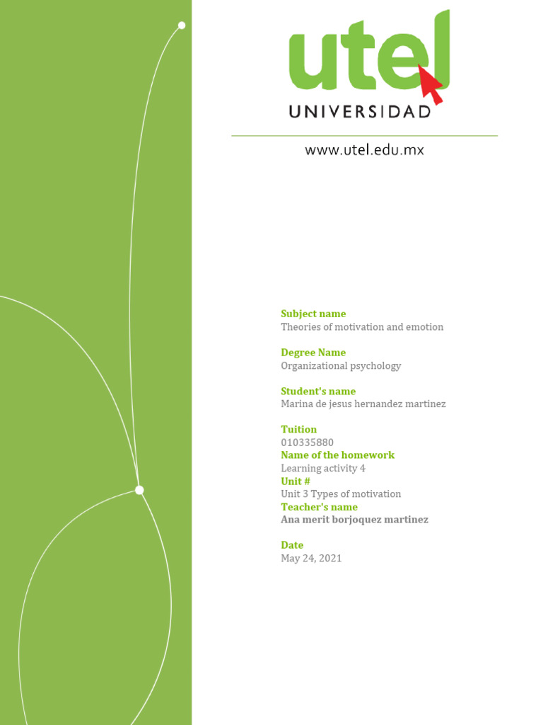 Activity4 - Theories of Motivation and Emotion | PDF | Motivational ...