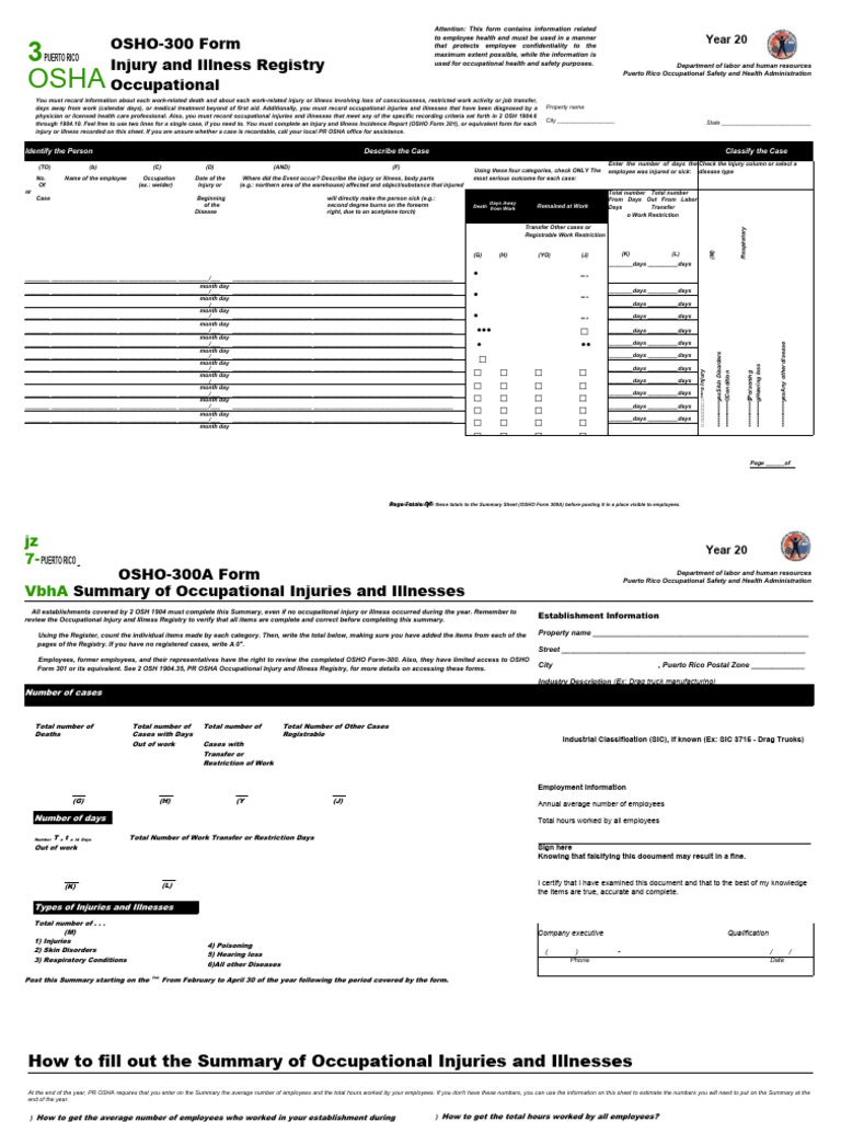 Forms-300-300a-301-2006 Osha | PDF | Occupational Safety And Health ...