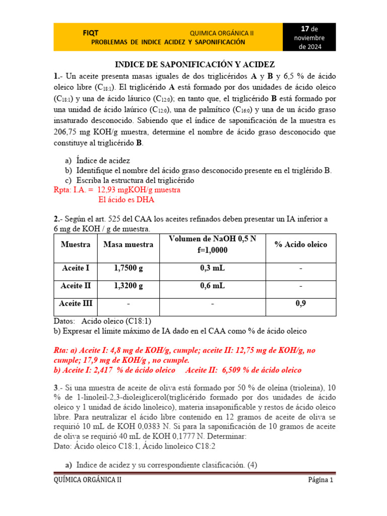 Prob - Indice Saponificacion-Azoicos | PDF | Petróleo | Compuestos químicos