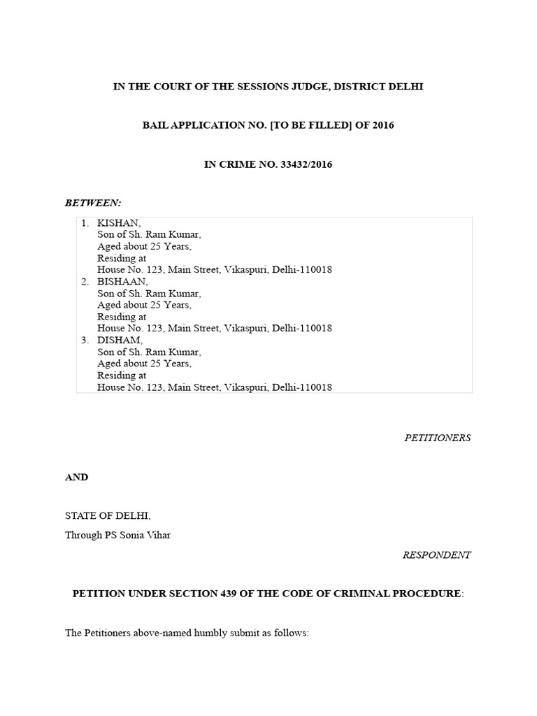 Bail Application | PDF | Bail | Advocate