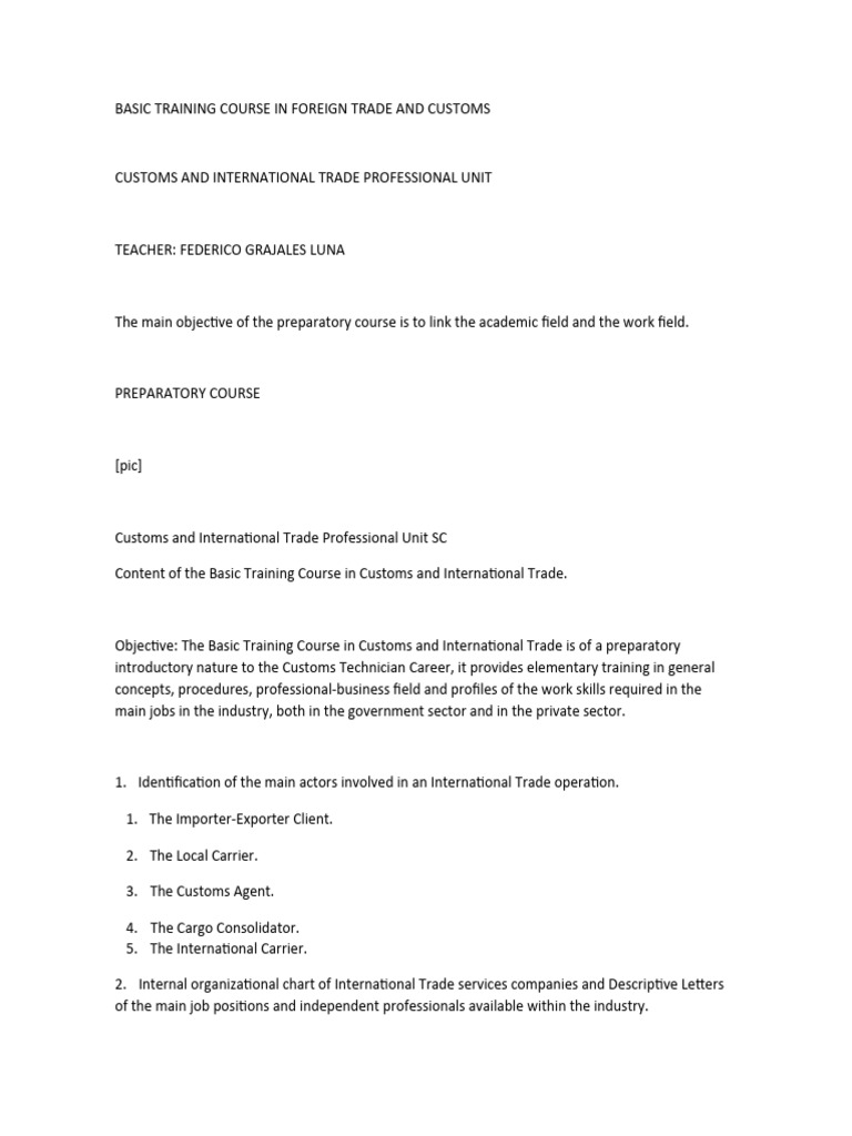 Basic Foreign Trade Course | PDF | Customs | Taxes