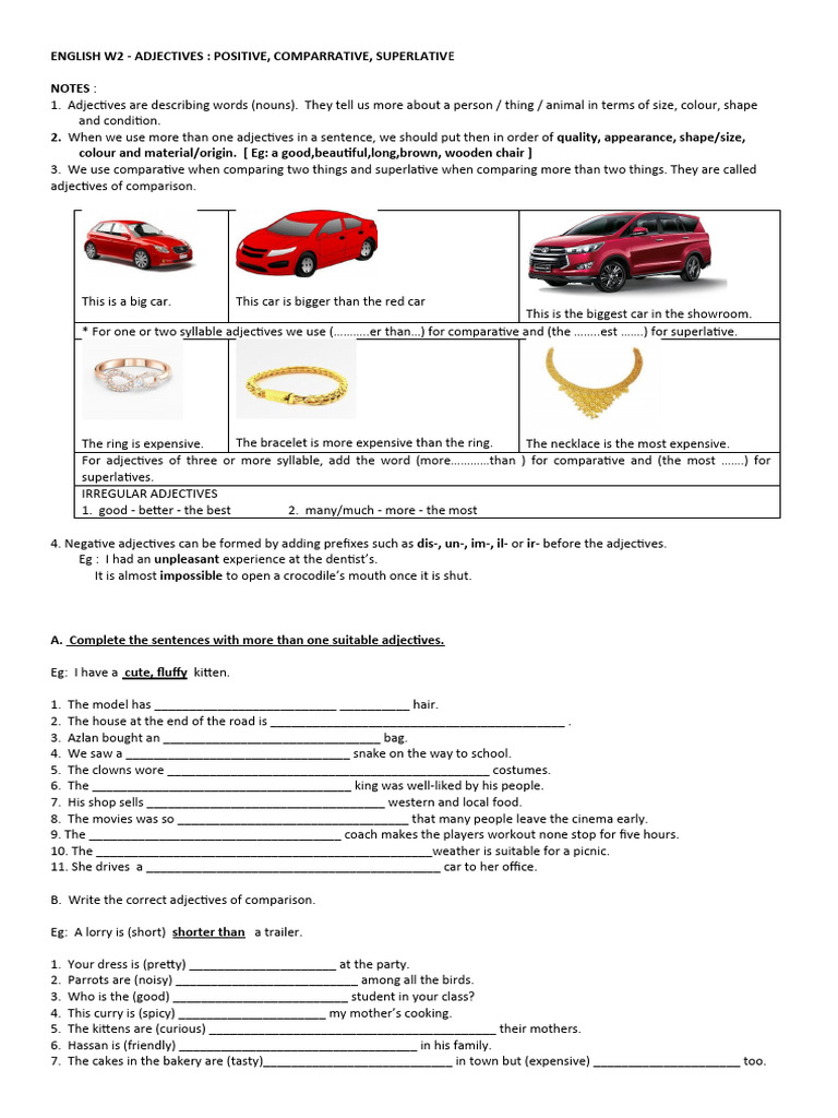 ENGLISH W2 - Adjectives | PDF | Adjective | Linguistic Typology