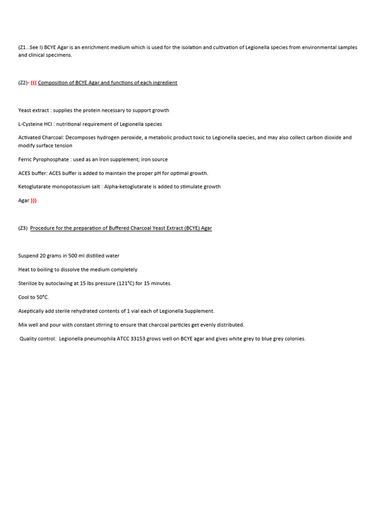 Buffered Charcoal Yeast Extract (BCYE) Agar | PDF