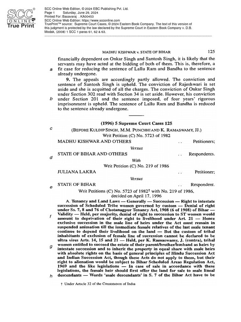 TP 1996 5 SCC 125 163 Judgebasavaraj Gmailcom 20240629 011229 1 39 | PDF | Courts | Law Of The ...