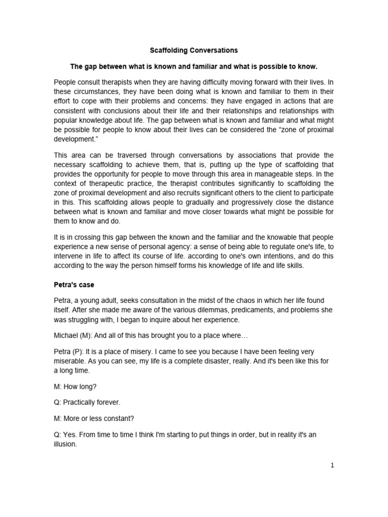 Narrative Therapy: Scaffolding Conversations | PDF | Psychotherapy ...
