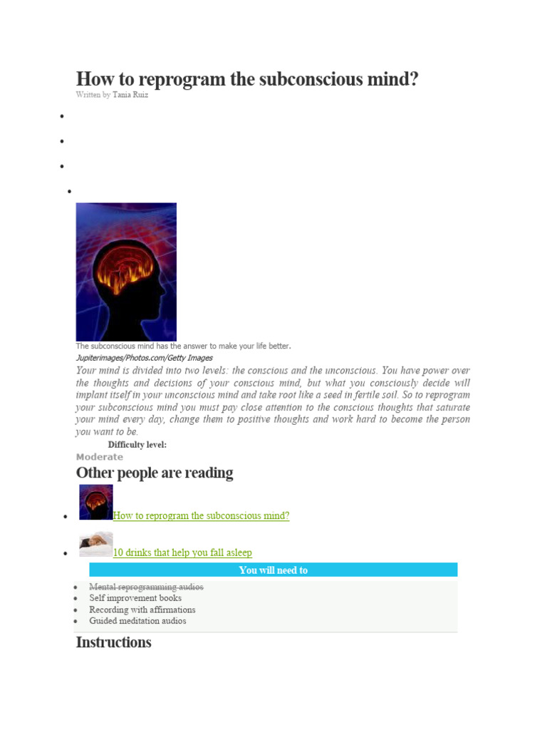How To Reprogram The Subconscious Mind | PDF | Thought | Mind