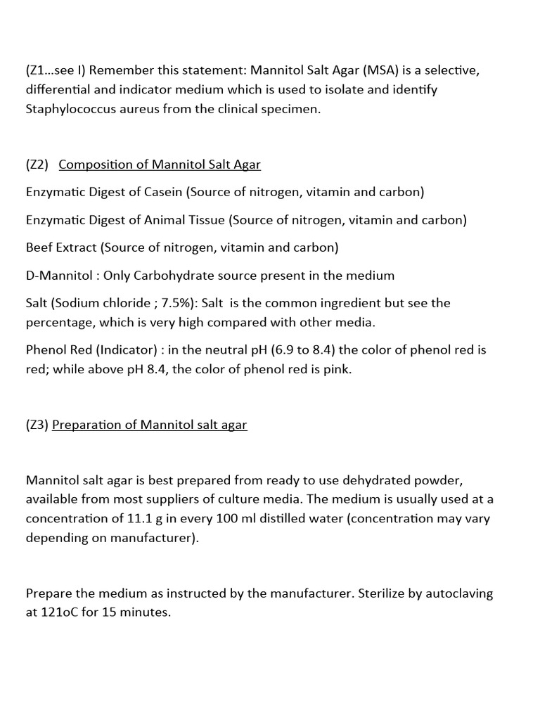 Mannitol Salt Agar (MSA) | PDF | Staphylococcus | Growth Medium