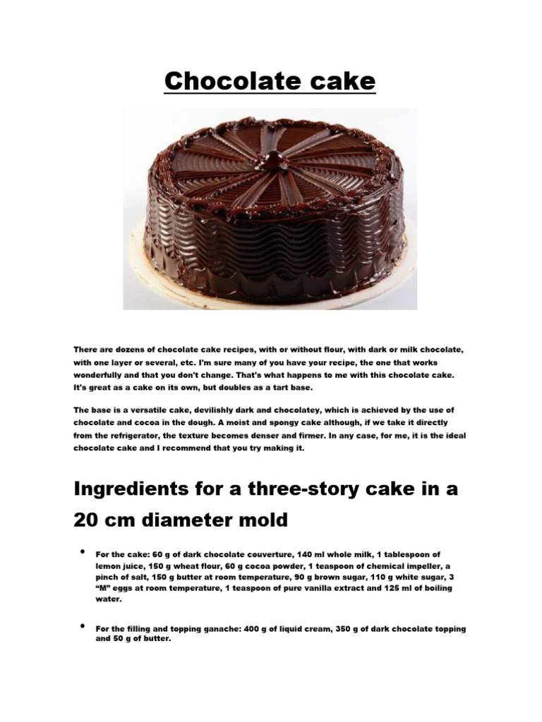 Chocolate Cake | PDF | Cakes | Chocolate