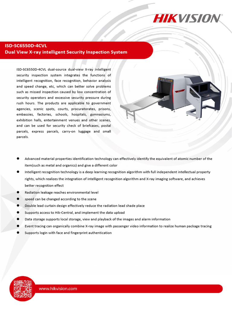 ISD-SC6550D-4CVL X-ray Security System | PDF | X Ray | Camera