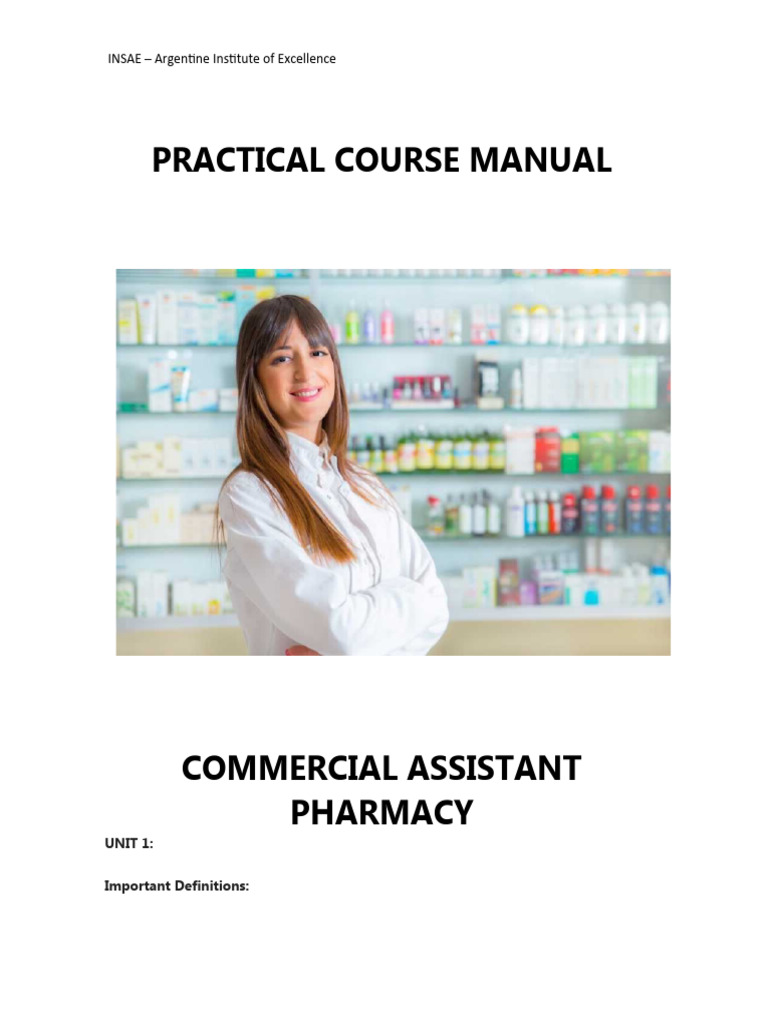 Practical Manual For The INSAE Pharmacy Assistant Course | PDF | Pharmacy | Topical Medication