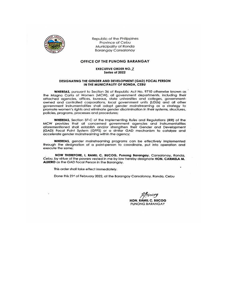 07 - EO GAD Focal Person-2022 | PDF