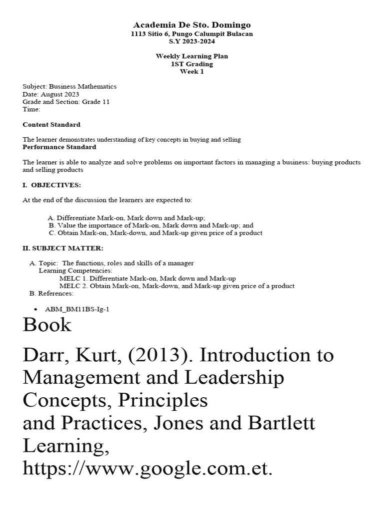 Business Math-Q1 W5 | PDF | Learning | Cognitive Science