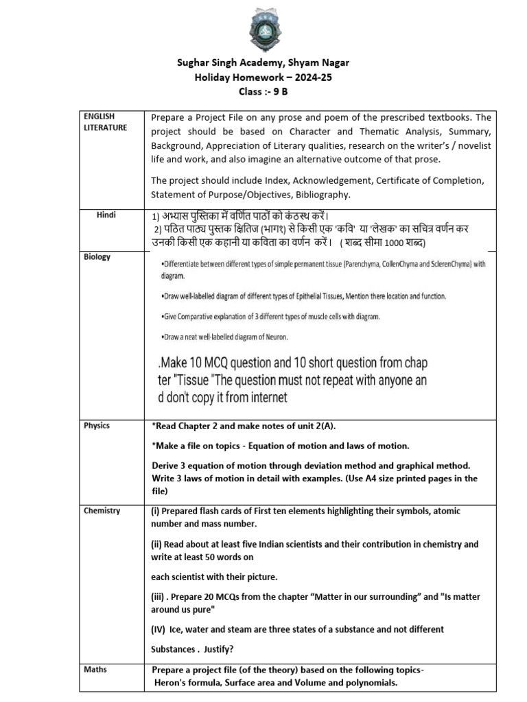 Class 9 B HW | PDF | Matter | Chemistry