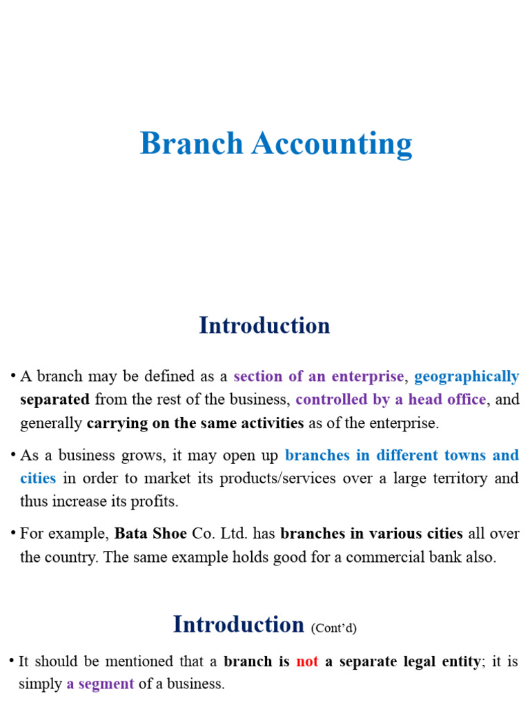 Branch Accounting | PDF | Debits And Credits | Expense