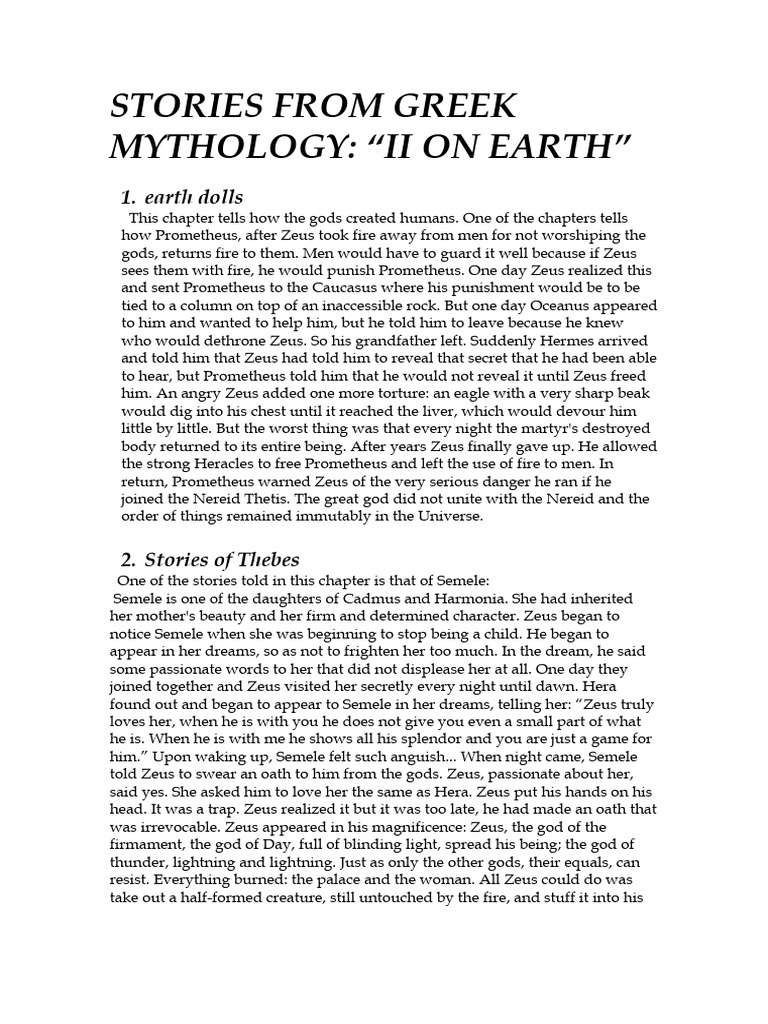 Tales From Greek Mythology | PDF | Zeus | Prometheus