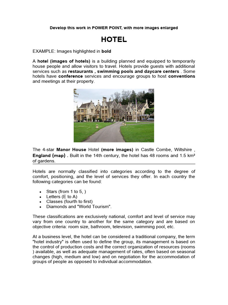 Types of Hotels | PDF | Hotel | Tourism