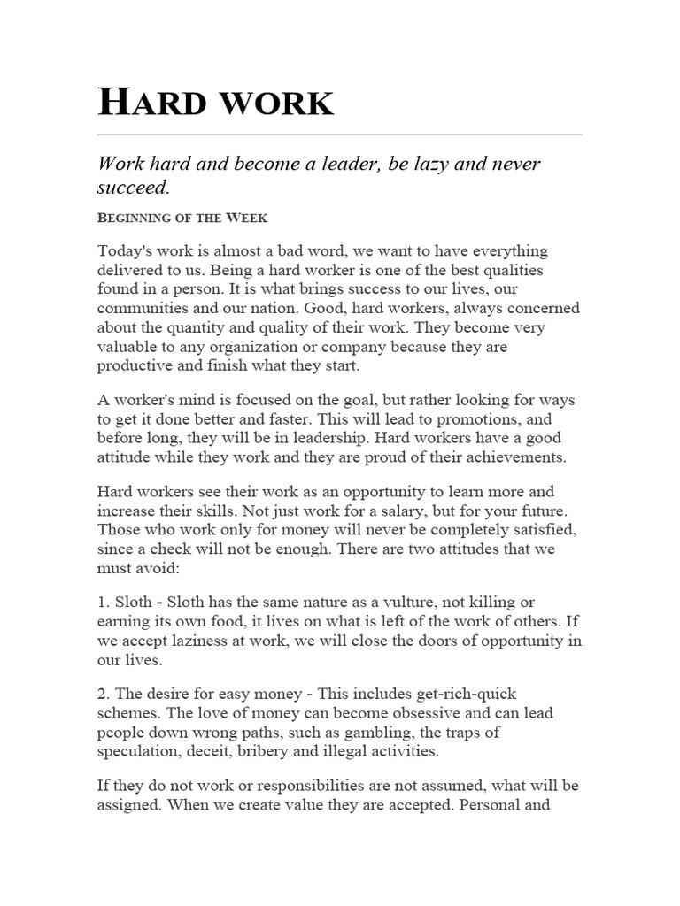 Hard Work | PDF | Leadership | Happiness