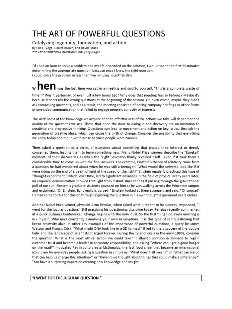 The Art of Powerful Questions PDF | PDF | Leadership | Creativity