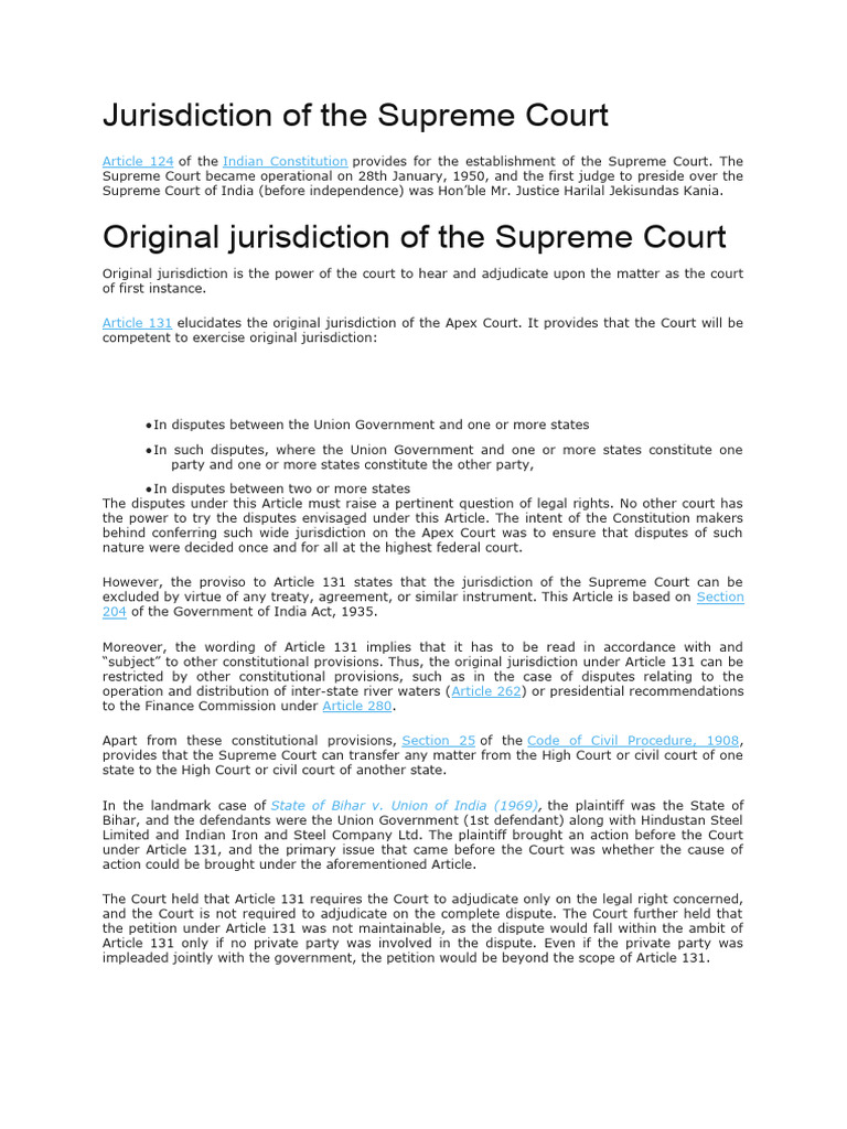 Jurisdiction of The Supreme Court | PDF | Supreme Courts | Jurisdiction