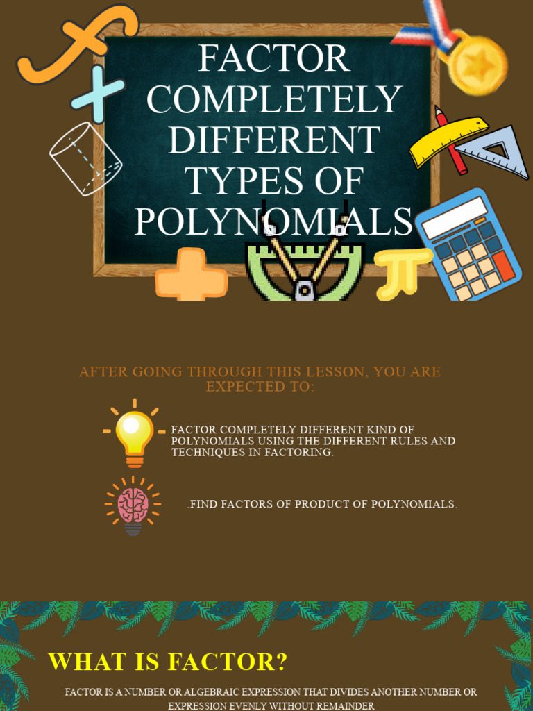 Factor Completely Different Kinds of Polynomials | PDF | Finance ...