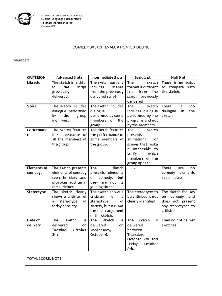 Comedy Sketch Evaluation Guidelines | PDF | Comedy