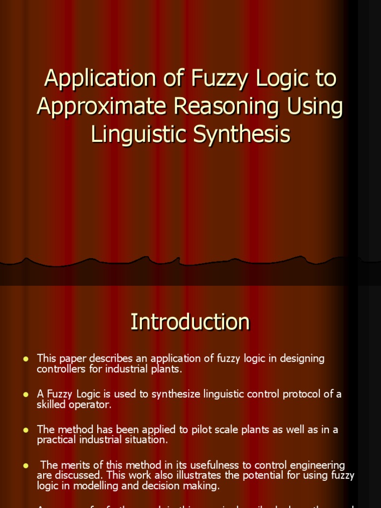 Application Of Fuzzy Logic To Approximate Reasoning Download Free Pdf Fuzzy Logic Control