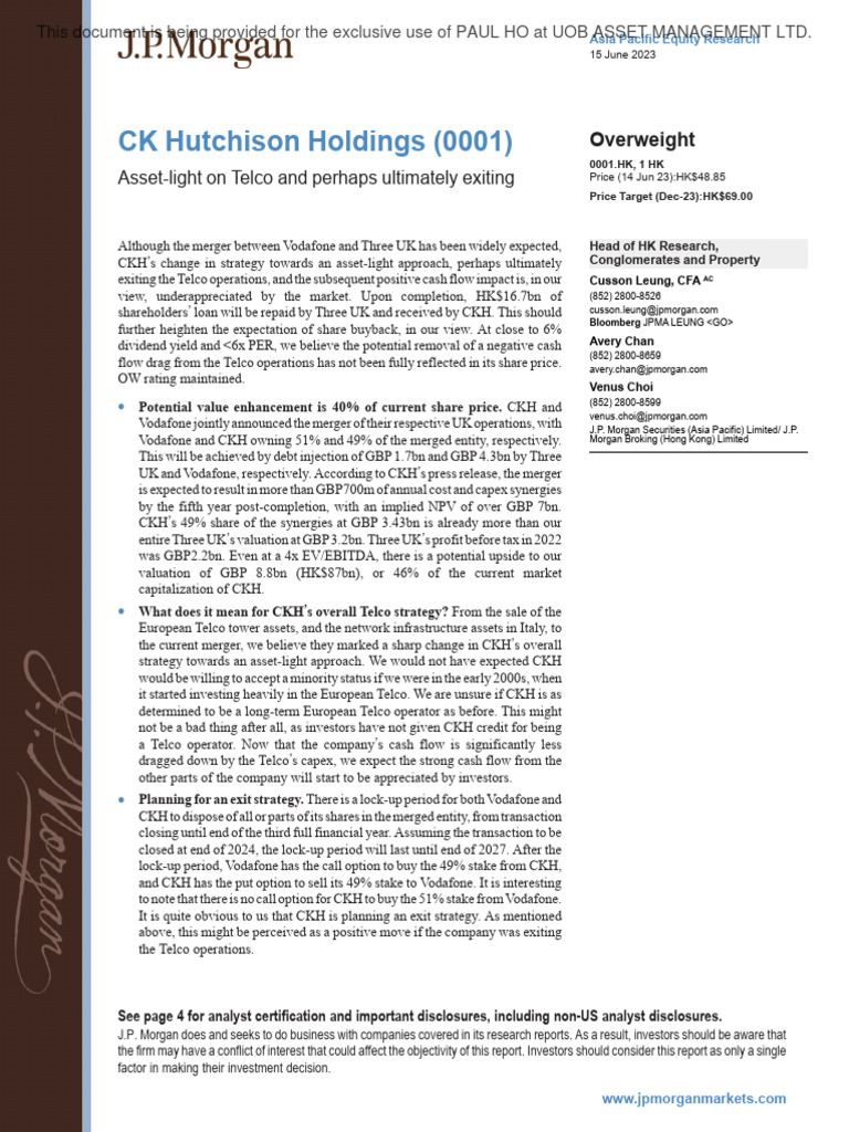 CK Hutchison's Asset-Light Strategy Shift | PDF | Securities (Finance ...
